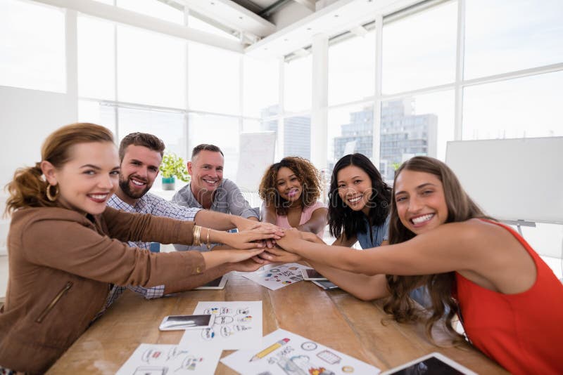Team of Executives Forming Hand Stack in the Office Stock Image - Image ...
