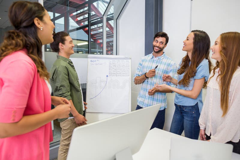 Team of Executives Having Discussion Over Flip Chart Stock Image ...