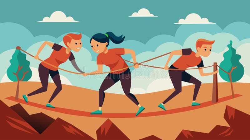 A Team of Exhausted but Determined Runners Helping Each Other through a ...