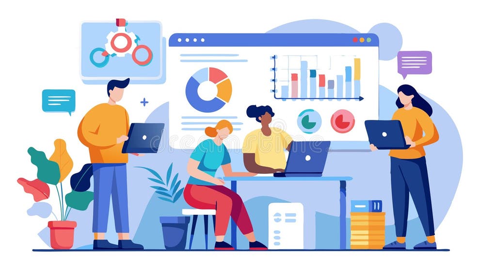 They are Focused on Analyzing Complex Datasets Stock Illustration ...