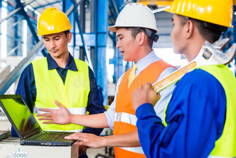 Team in Factory at Production Training Stock Image - Image of hardhat ...