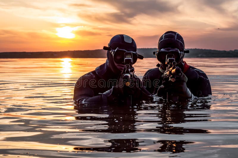 Team of Fighters of a Special Unit Move on Water To Complete the Task ...