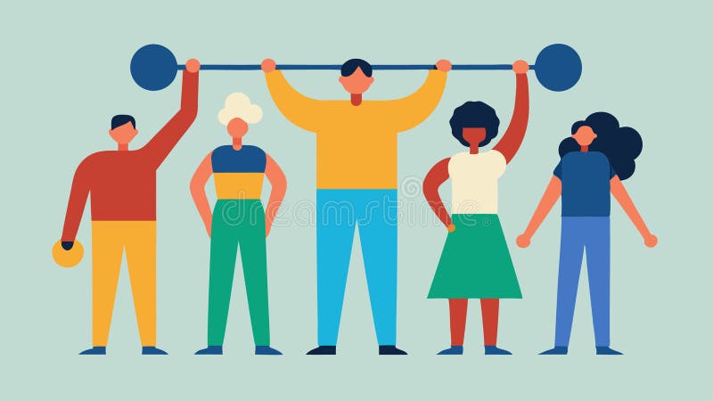 Team of Figures a Group of Diverse Figures Supporting Each Other while ...