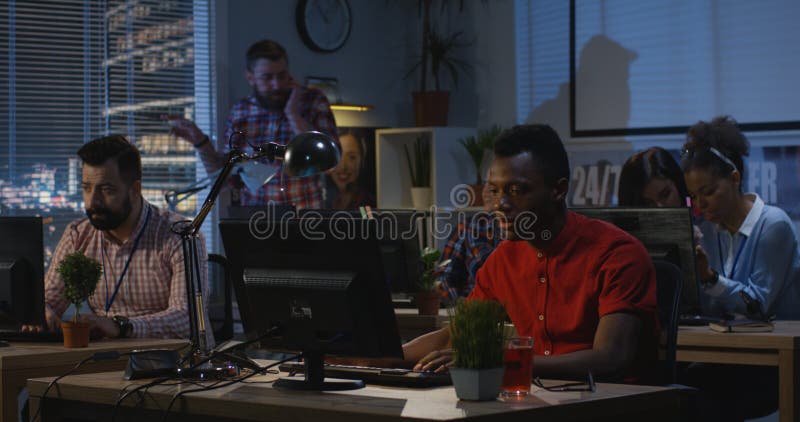 Team Finishing Work Late at Night Stock Image - Image of relief ...