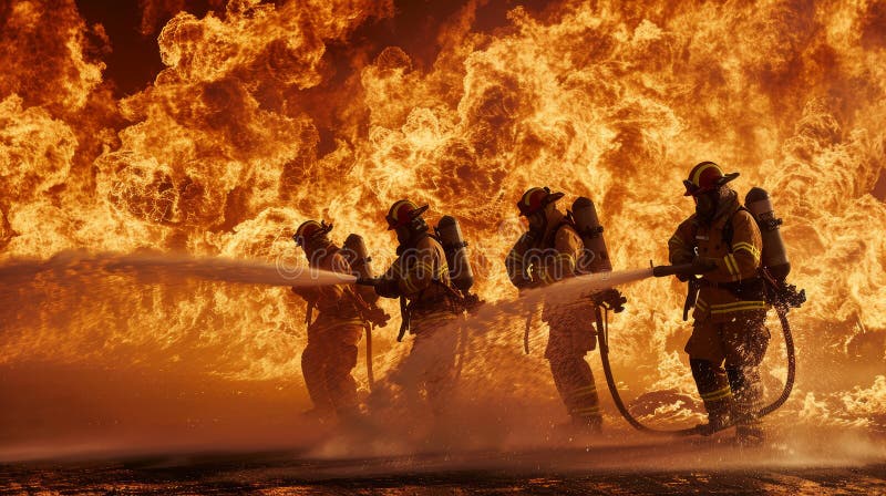 Massive Wildfire, Firefighters at Work Stock Illustration ...