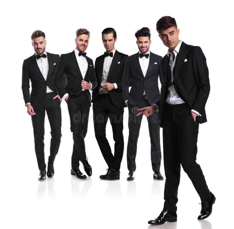 Team of Five Grooms with Leader Snapping Fingers and Walking Stock ... Team of Five Grooms with Leader Snapping Fingers and Walking Stock ...