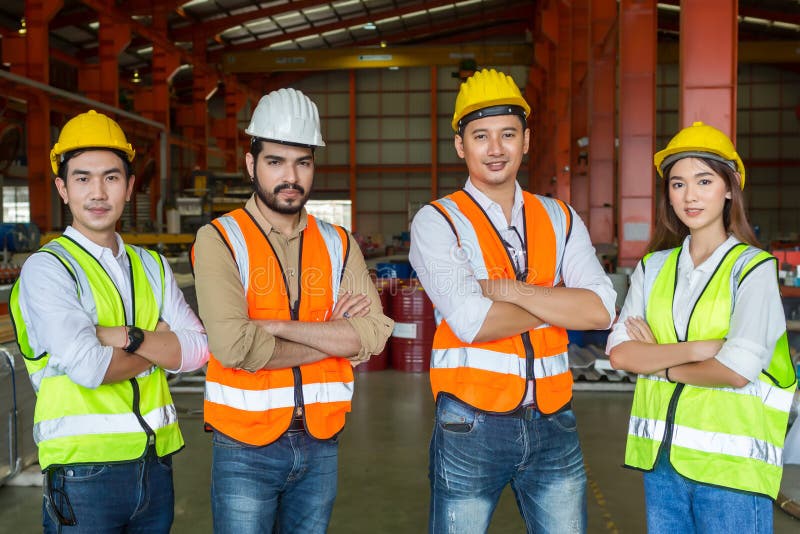 Foreman or Worker Work at Factory Site Check Up Machine or Products in ...