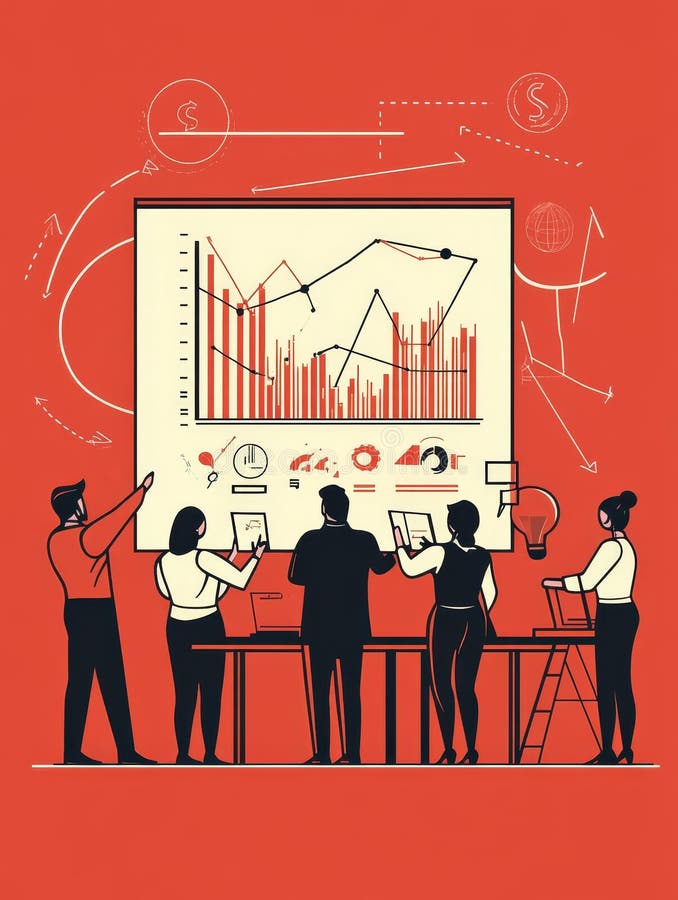 A Team of Four Professionals Reviewing Business Data Charts and Graphs ...