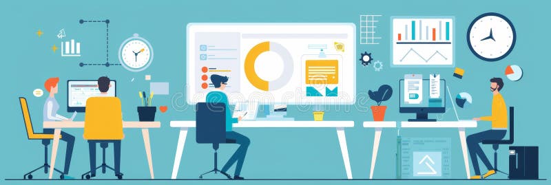 A Team of Four Professionals Working Together on a Project Analyzing ...