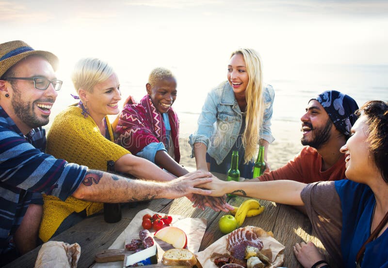 Team Friendship Leisure Vacation Togetherness Fun Concept Stock Photo ...