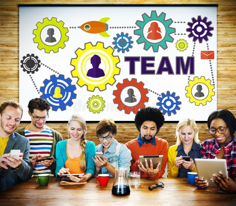 Team Functionality Industry Teamwork Connection Technology Conce Stock ...