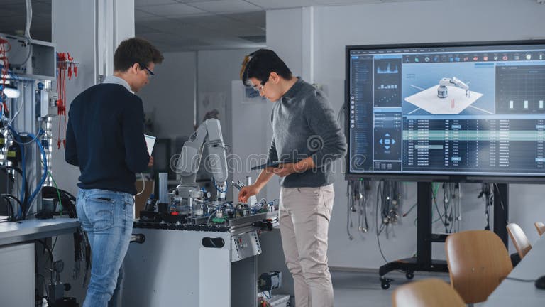 Team of Future Robotics Engineers Working on Robot Arm Design and ...