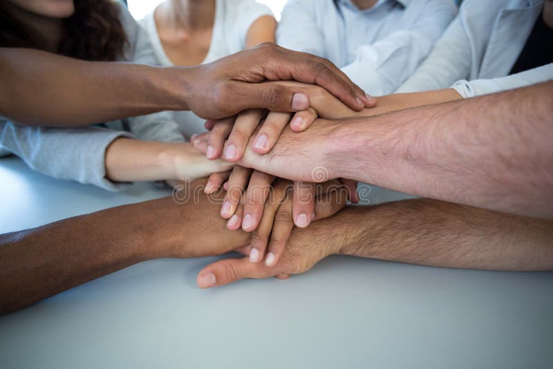 Team of Graphic Designers Forming Handstack Stock Image - Image of ...
