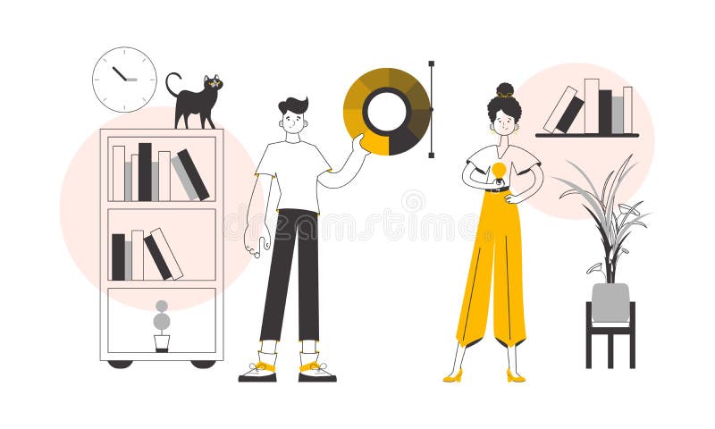 Team of Graphic Designers. Modern Linear Style. Vector Illustration ...