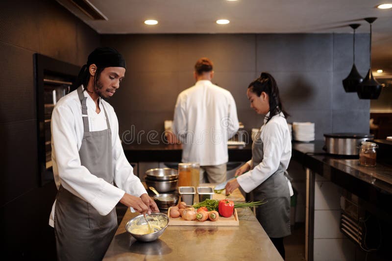 Professionals Working in Modern Kitchen Stock Image - Image of ...