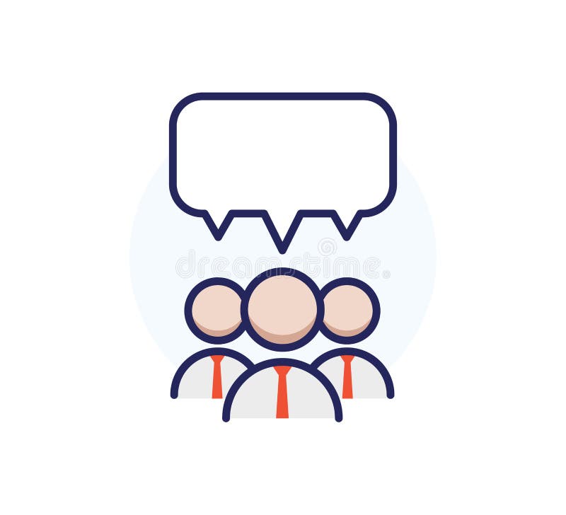 Team Group of People Speaking and Debating with a Speech Bubble. Vector ...
