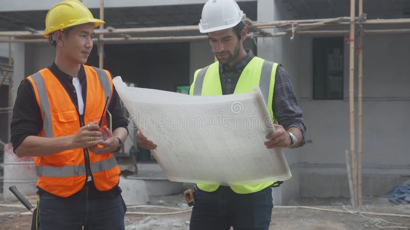 Team Group of Contractor and Architect with Foreman Explaining about ...