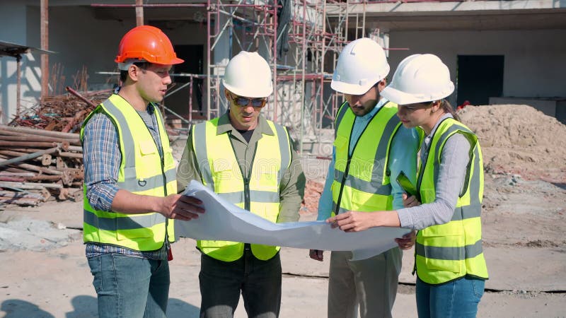 Team Group of Contractor and Architect with Foreman Explaining about ...