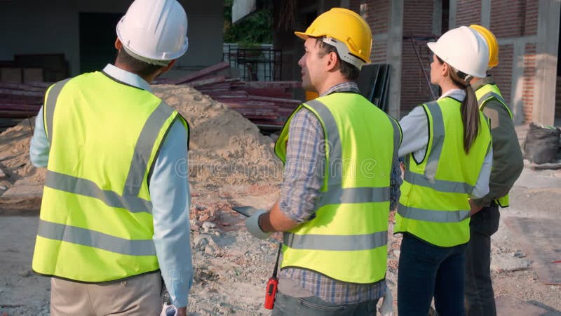 Team Group of Contractor and Architect with Foreman Explaining about ...