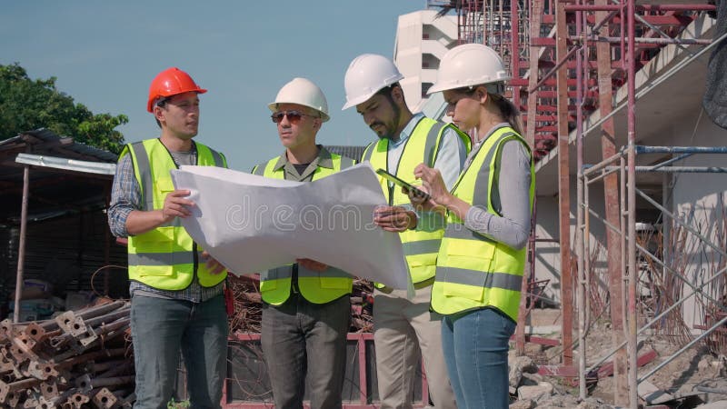 Closeup Hands of Team Architect or Engineer Man and Woman Meeting for ...