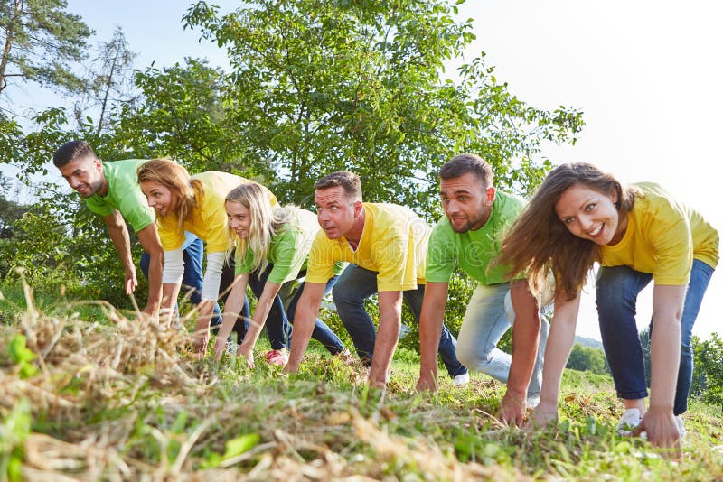 Team Group at the Start of the Race at Team Building Event Stock Image ...