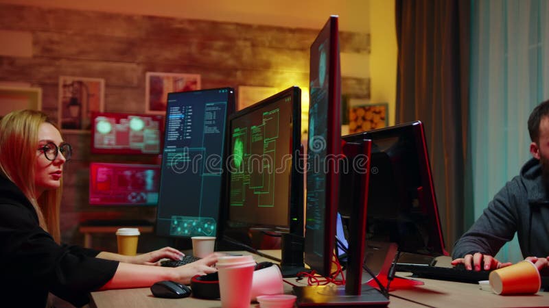 Team of Hacker are Running by Law Enforcement Stock Video - Video of ...