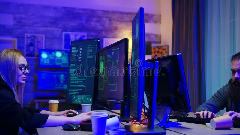 Team of Hacker almost Caught by Law Enforcement Stock Image - Image of ...