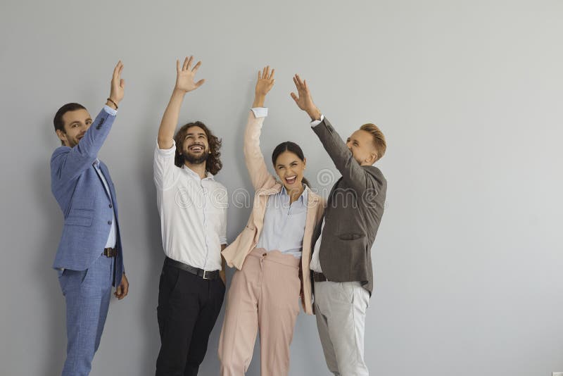 Team of Happy Business People Celebrating Success and Giving Each Other ... Team of Happy Business People Celebrating Success and Giving Each Other ...