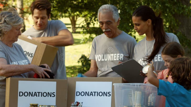 Team of Happy Volunteers Collecting Donations Stock Footage - Video of ...