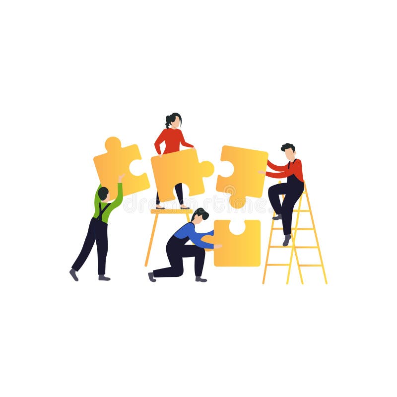 The Team Has Been Fixing the Puzzle Stock Vector - Illustration of ...