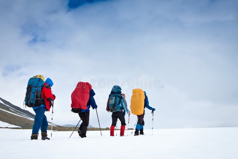 Team of Hikers on the Rocky Summit Stock Photo - Image of balance ...