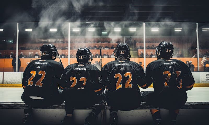 A Team of Hockey Players Resting on the Bench Stock Illustration ...