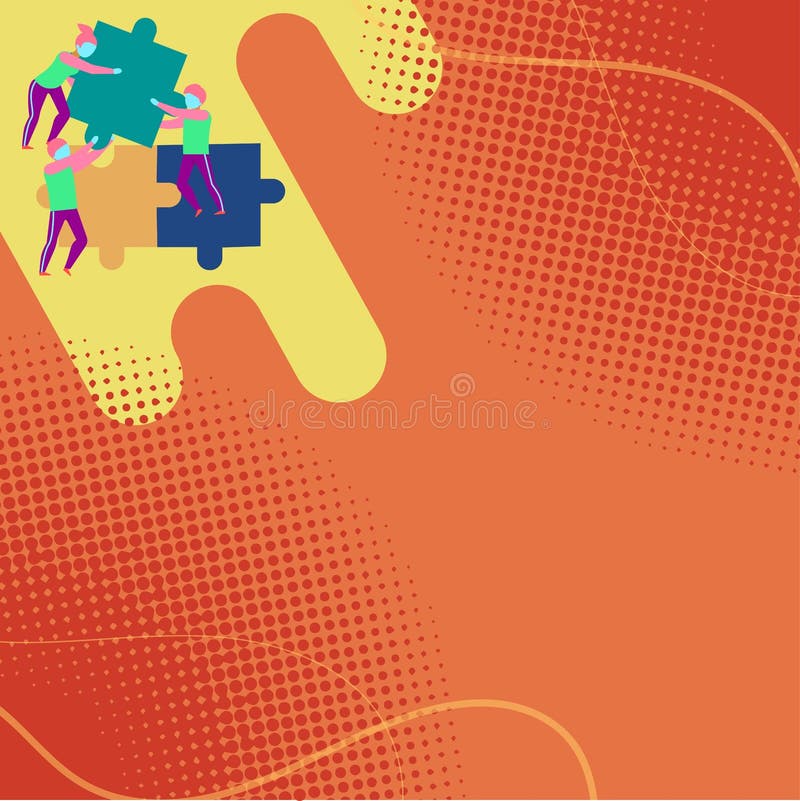 Illustration of Team Holding Jigsaw Puzzle Pieces Helping Each Others ...