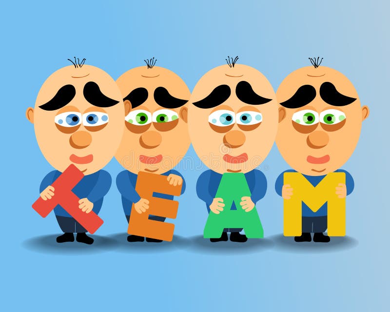 Team Holding Letters Team, Vector. Stock Vector - Illustration of ...