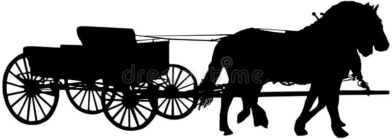 Team of Horses Pulling a Wagon Stock Vector - Illustration of carriage ...