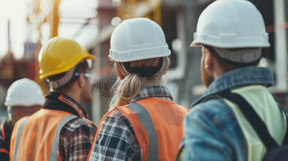 A Team Huddle As Workers Discuss the Progress Made so Far and Plan for ...