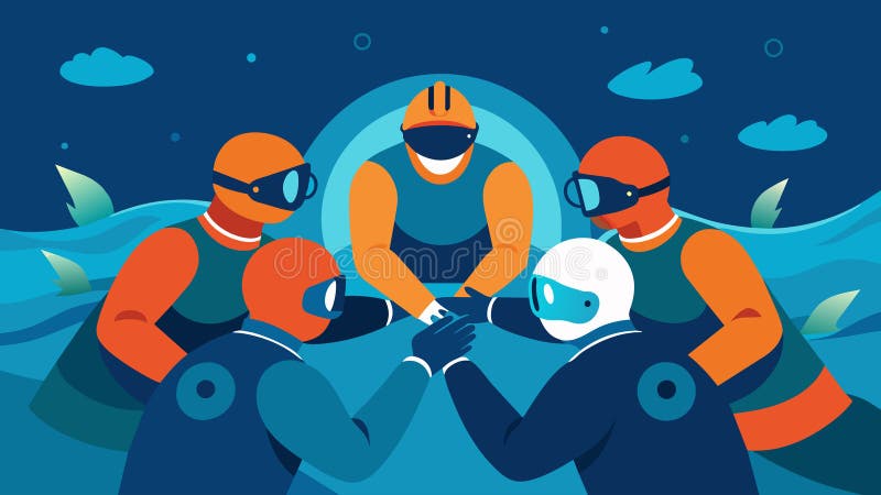 A Team Huddles Together Underwater Devising a New Strategy To Outwit ...