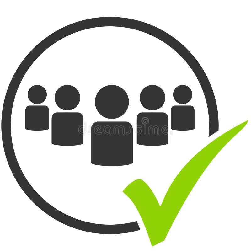 Team Icon in Circle with Green Tick Stock Illustration - Illustration ...