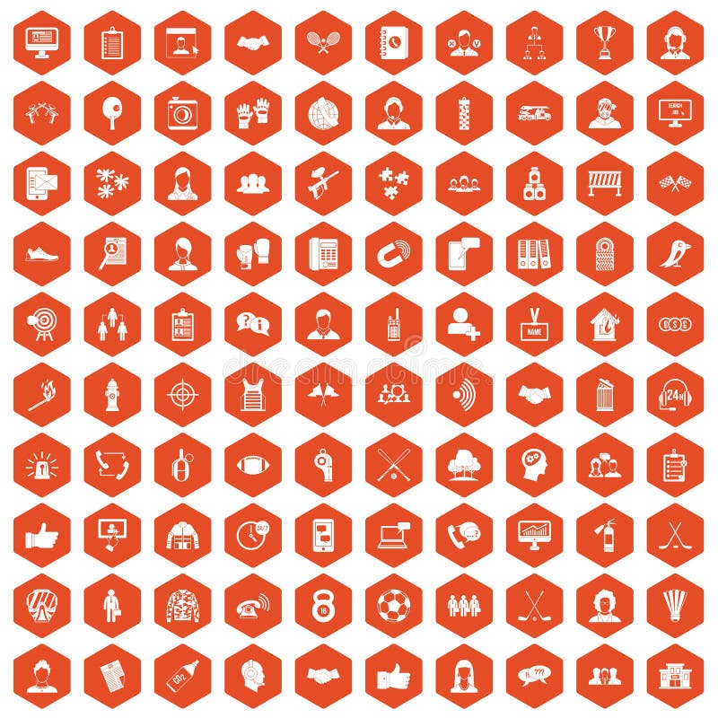 100 Team Icons Hexagon Orange Stock Vector - Illustration of answer ...