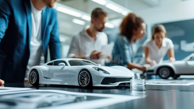 A Group of People are Working on a Model Car AIG41 Stock Photo - Image ...