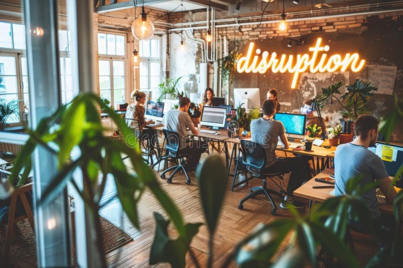 Disruption in the Modern Startup Office Stock Illustration ...