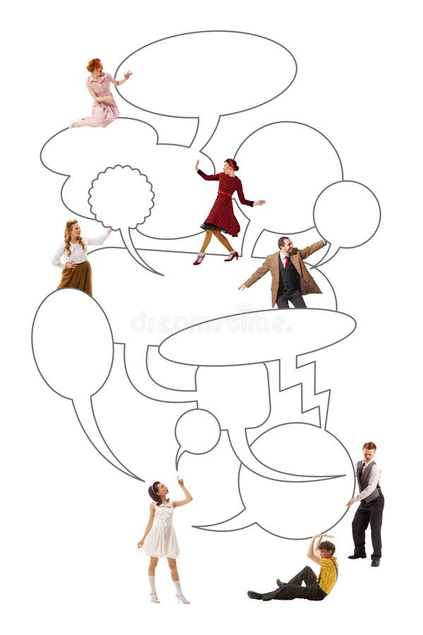 Team Interacting with Oversized Speech Bubbles, Using Playful and Retro ...