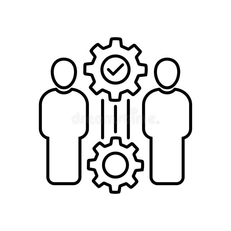 Team Interaction and Management Icon with Workers Stock Vector ...