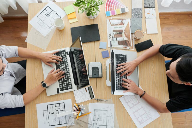 Interior Designers Working on Big Project Stock Image - Image of ...