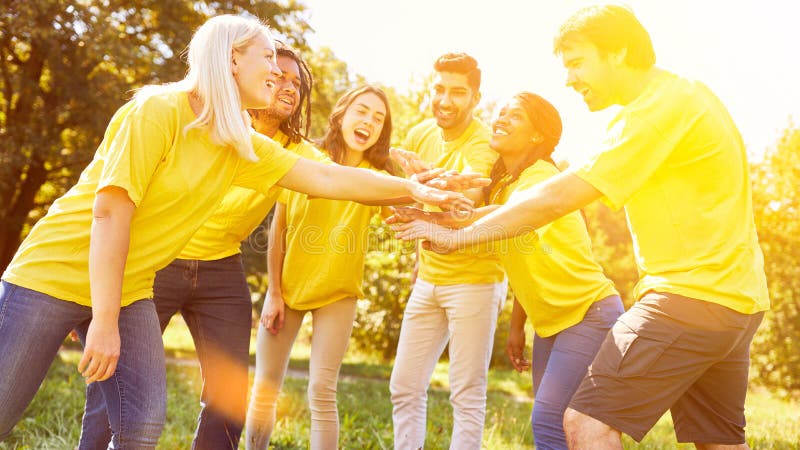 Team Laughing while Stacking Hands for Motivation Stock Image - Image ...
