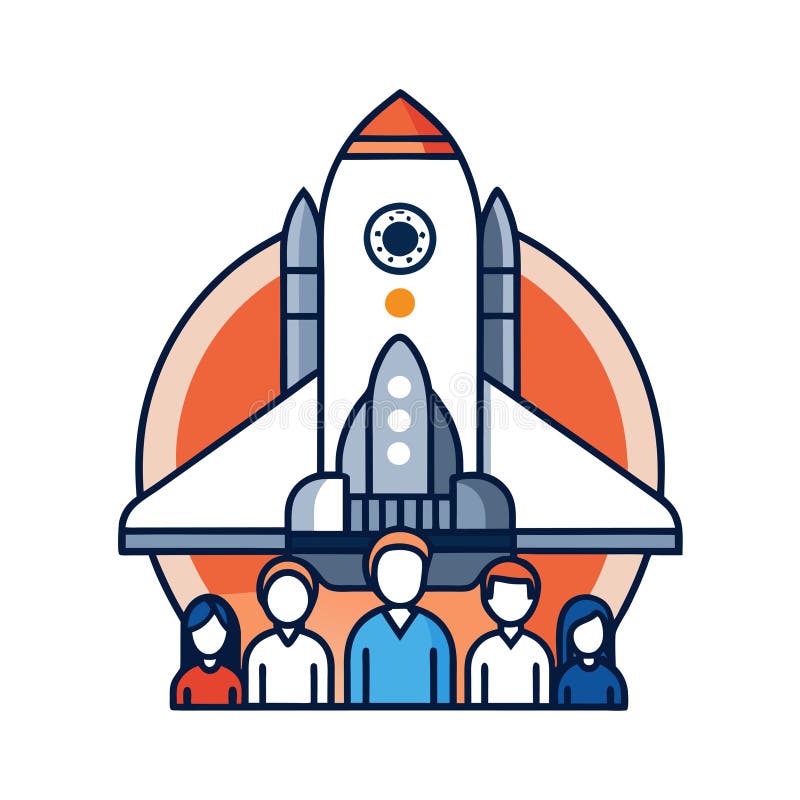 Team Launch: Rocket Ship Illustration with People Symbolizing Growth ...