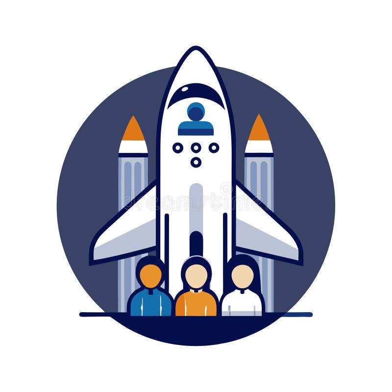 Team Launching Success: Rocket with Crew Members, Startup, Leadership ...