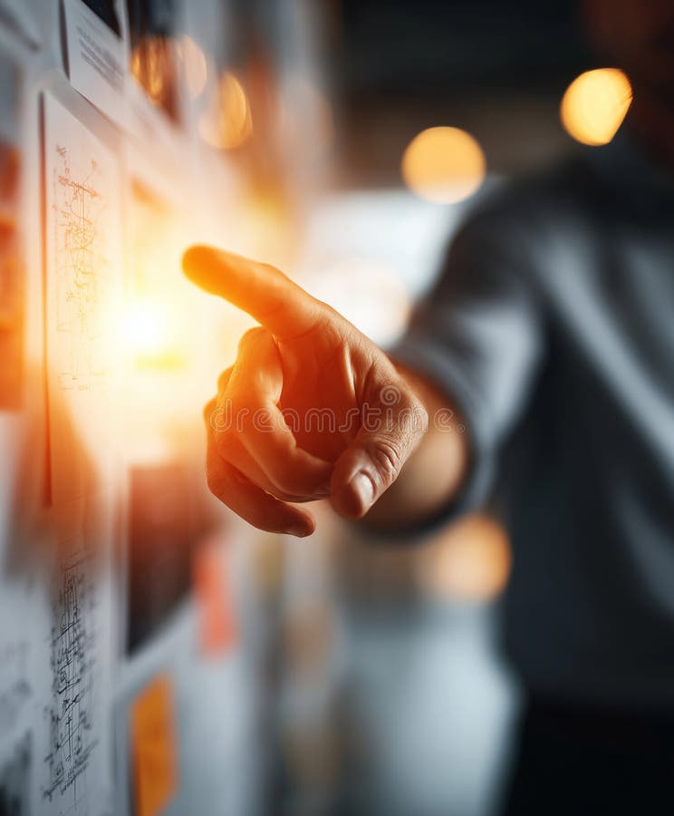 Team Leader Pointing at Vision Board with Blurred Background ...