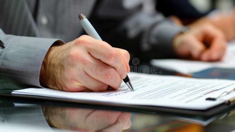 A Team Leader Signing a Document, Indicating Approval Stock ...