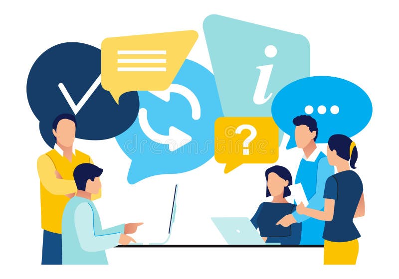 Team Leaders are Sitting at the Desk, Talking and Looking into the ...